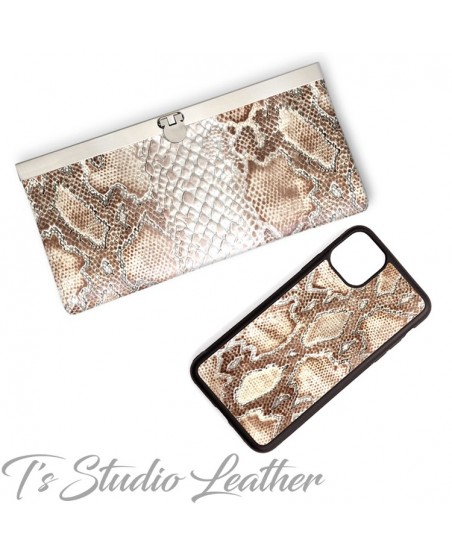 Python Snakeskin Embossed Texture Cowhide Leather Phone Case