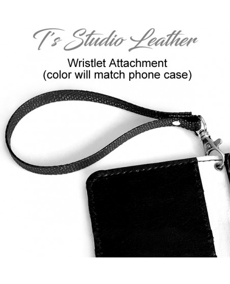 Leather wristlet attachment for phone cases