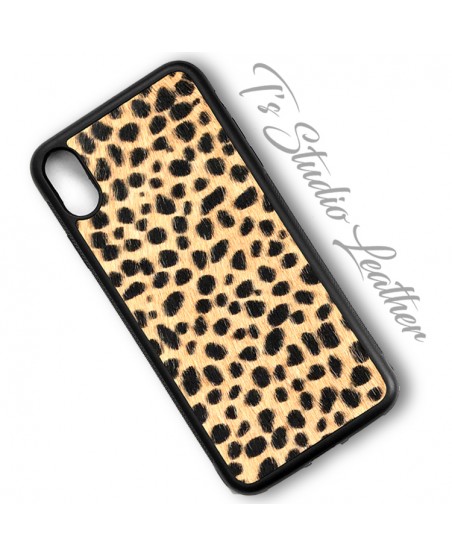 Leopard Print Hair On genuine Cowhide Leather Phone Case