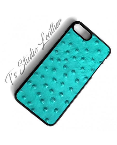 Purple Ostrich Emu Embossed Texture Genuine Leather Phone Case