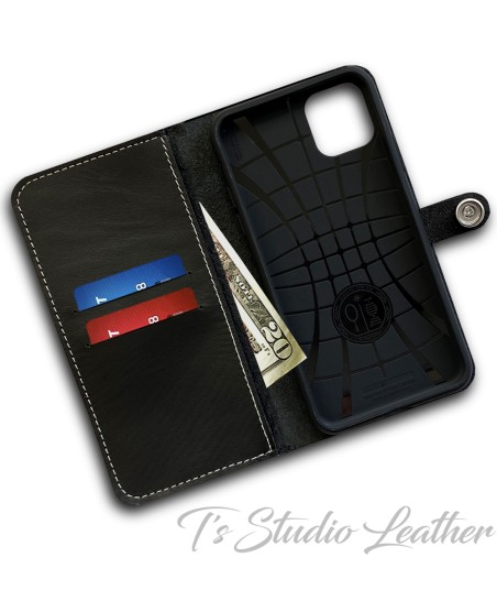 Salt and Pepper Hair On Genuine Cowhide Leather Wallet Phone Case